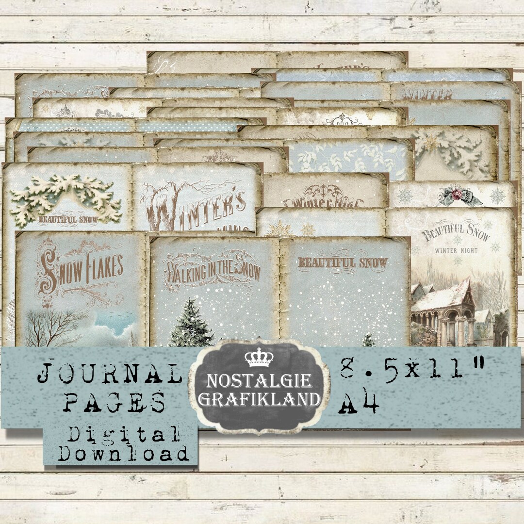 WINTER Digital Journal Pages Printable Snow Flakes Let It Snow Junk ...