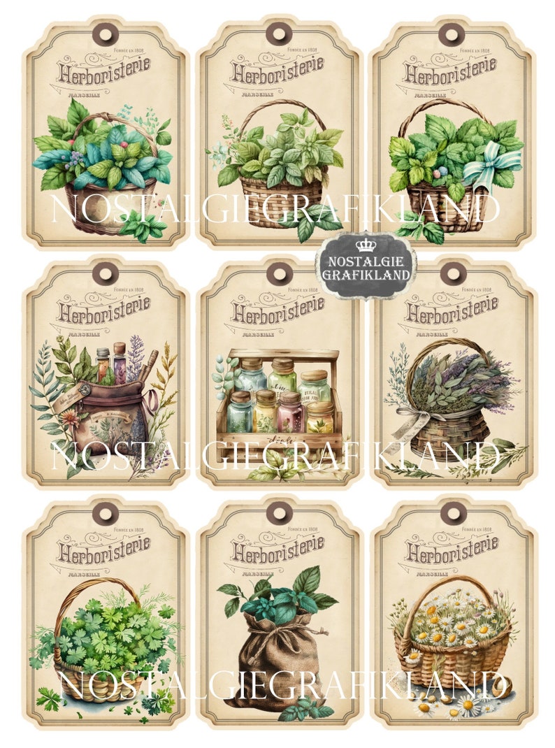 Herbs Tags Printable Herbes Provence Herboristerie Instant Download ...