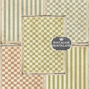 GEOMETRIC Background Digital Printable Paper Pack Vintage Checkerboard ...