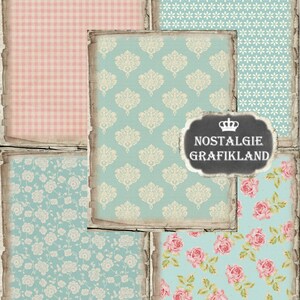 SHABBY CHIC Printable Background Digital Ephemera Paper Pack Vintage ...