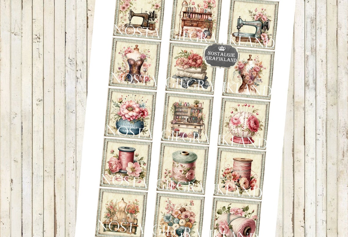 Sewing Printable Stitching Digital Needlework Journaling Vintage ...