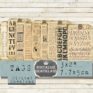 Alphabet Digital Vintage Old Printable Tags Ephemera Letters Documents ...