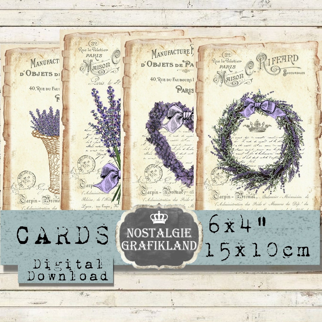 French Lavender Wreath Provence Labels Herbs 6 X 4 Inch Instant ...
