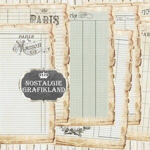 FRENCH LEDGER Printable Paris Paper Pack Old Papers Junk Journaling ...