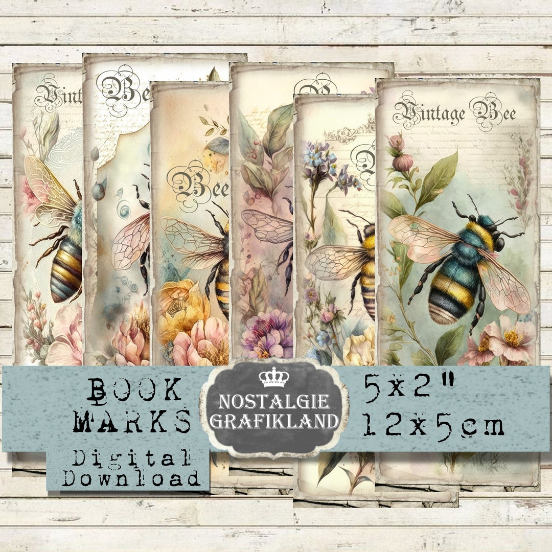 Bee Bookmarks Printable Honey Bees Insects Decoupage Scrapbooking ...