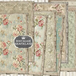 ROSE DAMASK Printable Background Digital Ephemera Paper Pack Vintage ...