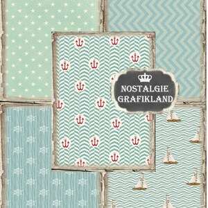 NAUTICAL Printable Paper Pack Maritime Digital Papers Seaworld Sea ...