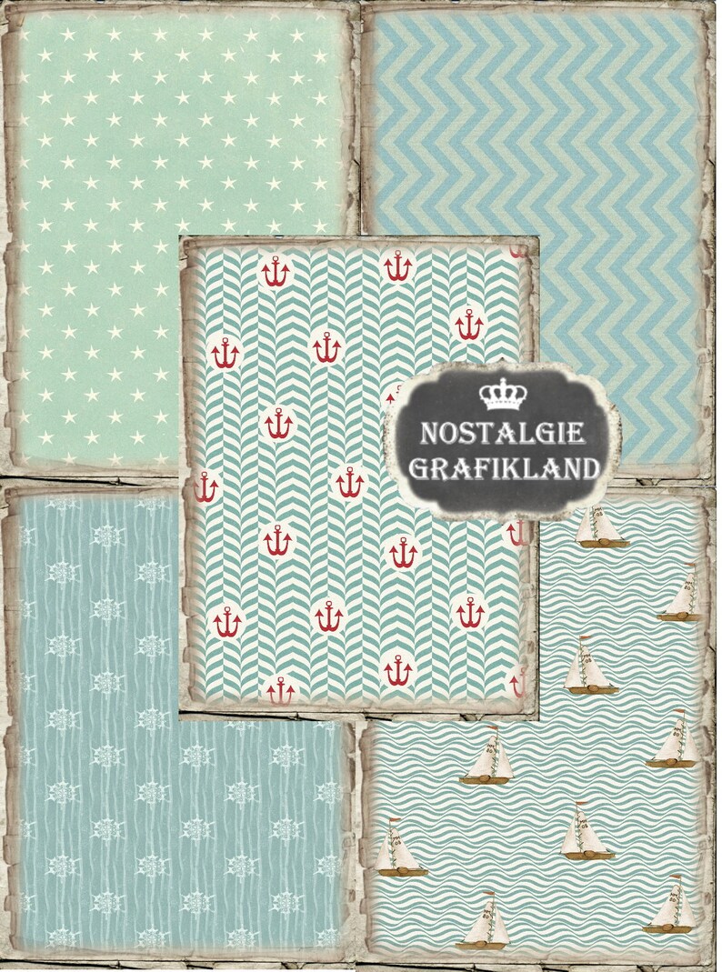 NAUTICAL Printable Paper Pack Maritime Digital Papers Seaworld Sea ...
