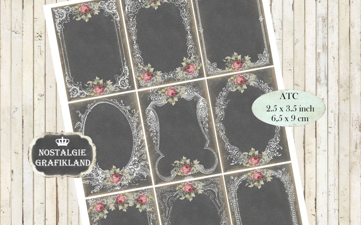 Chalkboard Vintage Frames Ornaments Shabby Chic Mirror Instant - Etsy
