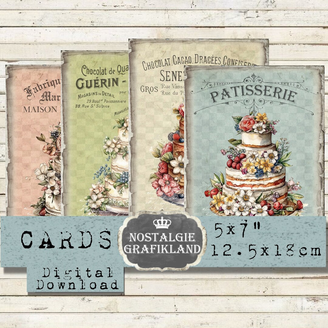 Bakery Printable Cakes Printable Cards French Ephemera Wedding Cake ...