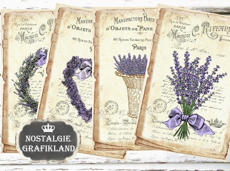 French Lavender Wreath Provence Labels Herbs 6 X 4 Inch | Etsy