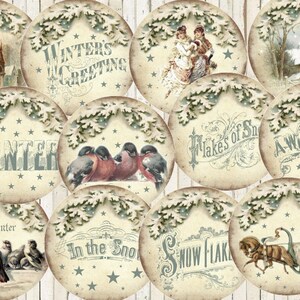 Winter Circles Printable Snow Flakes Christmas Birds Prints Cardmaking ...