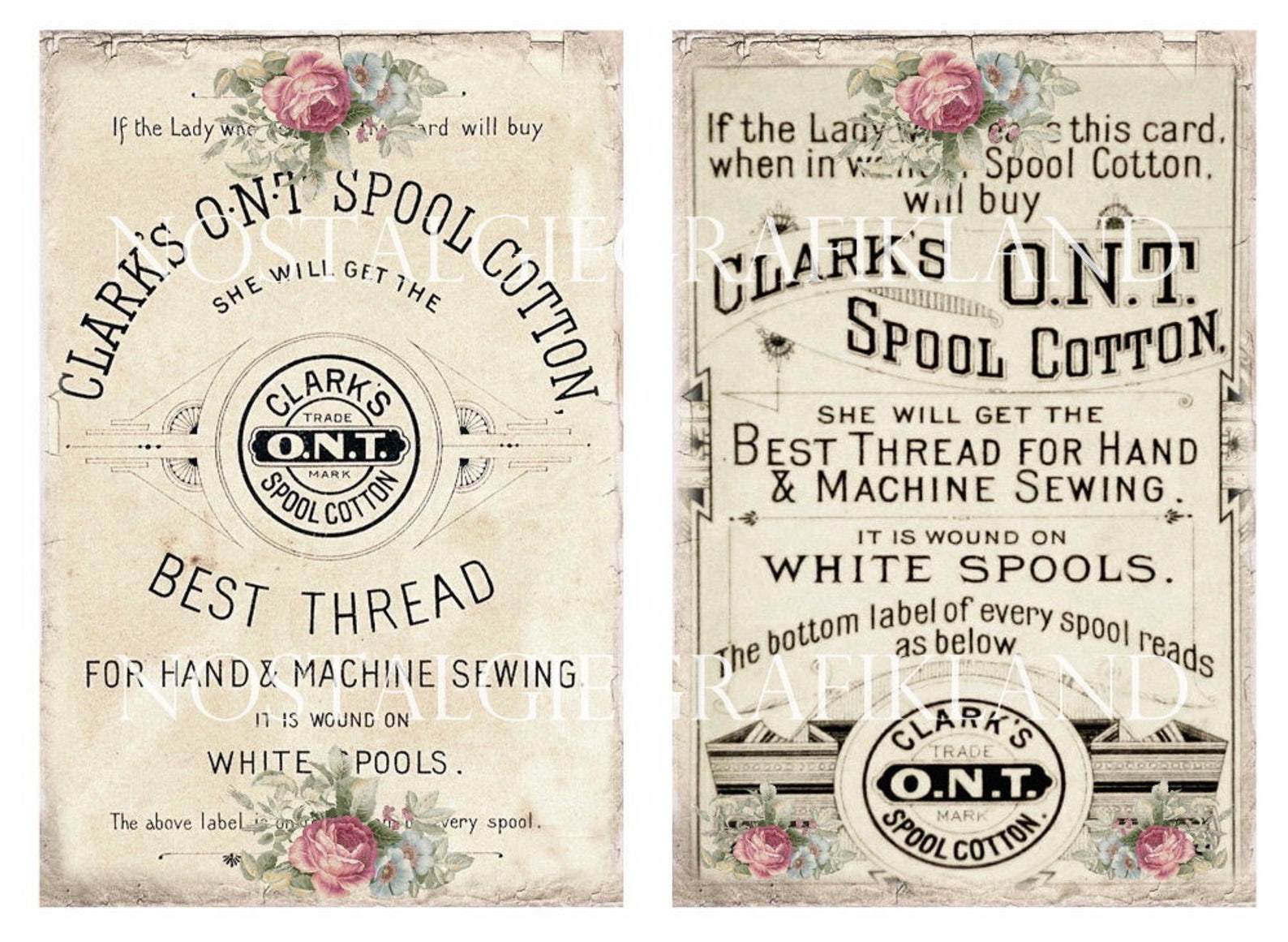 Printable Sewing Advertising Cards Digital Vintage Paper | Etsy