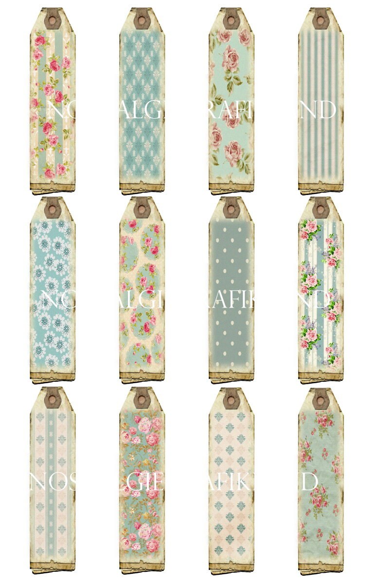 Roses Shabby Chic Journal Tags Vintage Background Printable Narrow Old ...