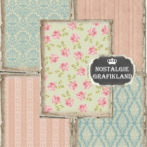 SHABBY CHIC Printable Background Digital Ephemera Paper Pack Vintage ...