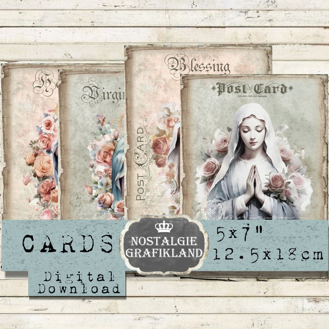 Holy Mary Madonna Printable Cards Printable Virgin Mary Holycards ...
