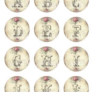 Alphabet Printable ABC Shabby Chic Circles Organizing Monogram - Etsy