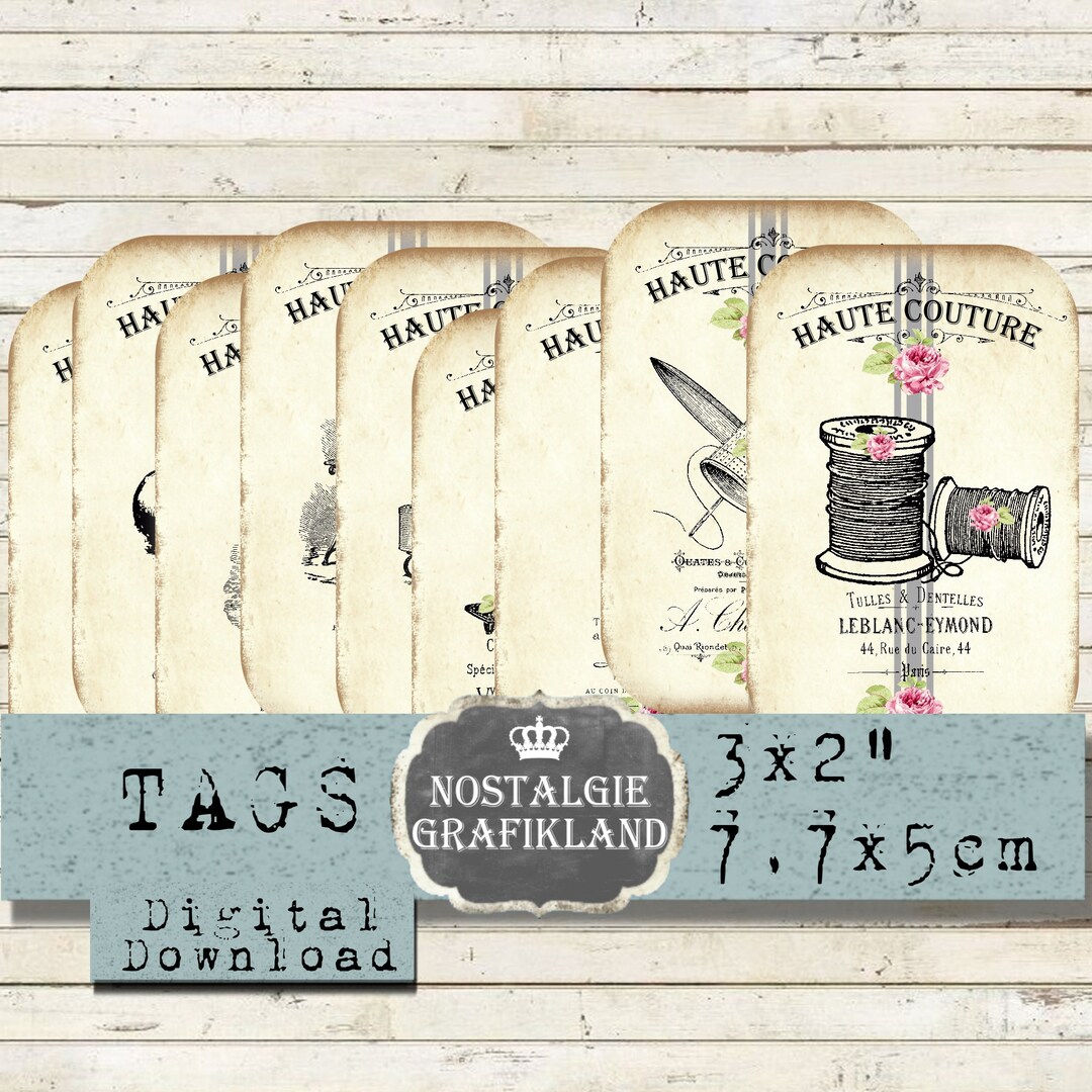 Printable Sewing Needlework French Shabby Chic Thread Spool Cotton ...