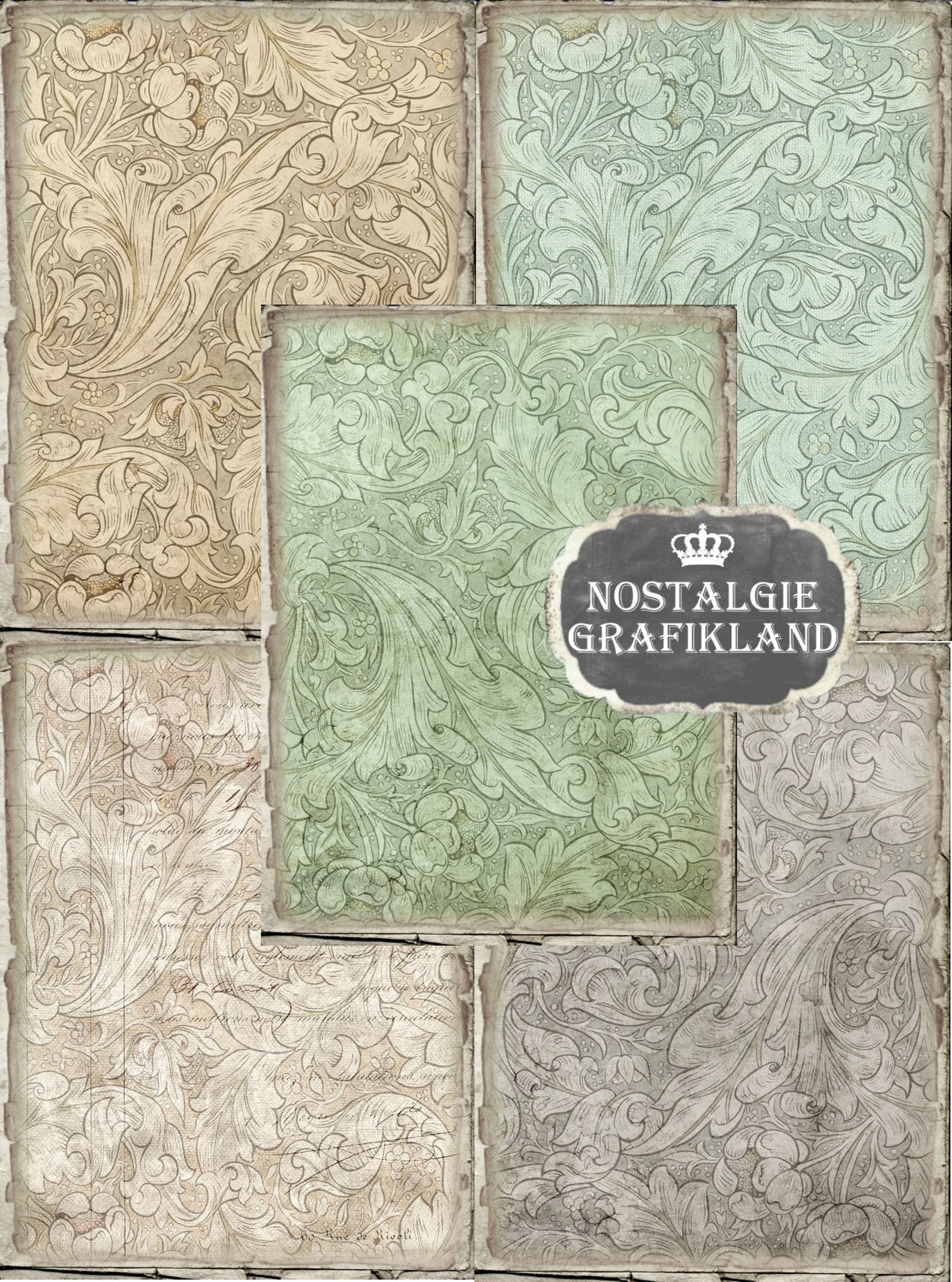 BAROQUE Printable Shabby Chic Papers Digital Paper Pack Ornaments ...