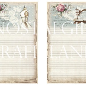Sewing Cards Editable Writing Paper Digital Shabby Chic Sewing Machine ...