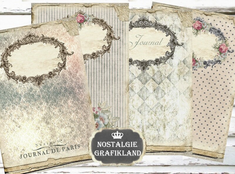 Journal Covers Printable Display Cards Vintage Papers Frames - Etsy