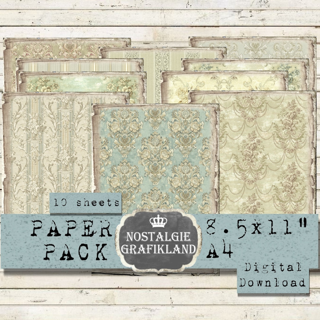 ROSE DAMASK Printable Background Digital Ephemera Paper Pack Vintage ...