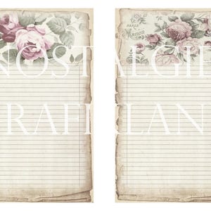 Writing Paper Vintage Roses Printable Shabby Chic Journals Handwriting ...