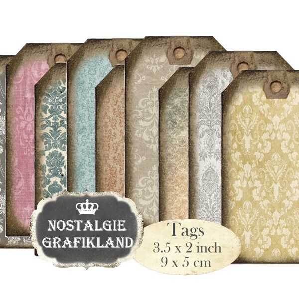 Damask Tags - Etsy