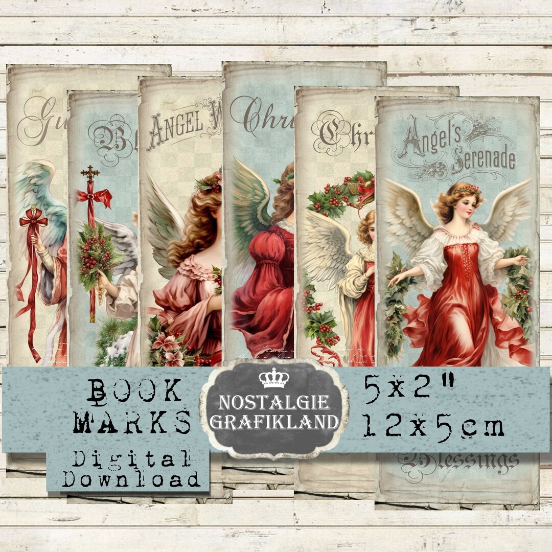 Angels Bookmarks Printable Christmas Guardian Angel Blessings Instant ...