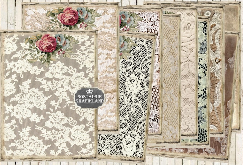 LACE Background Printable Sewing Paper Pack Digital Vintage Wedding Sew ...