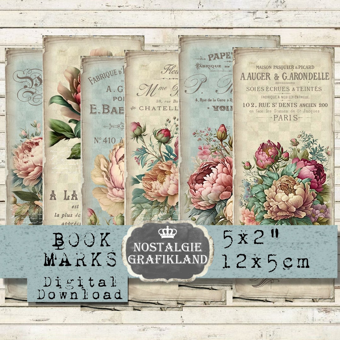 Roses Bookmarks Printable Shabby Chic Bookmark Rose Journal ...