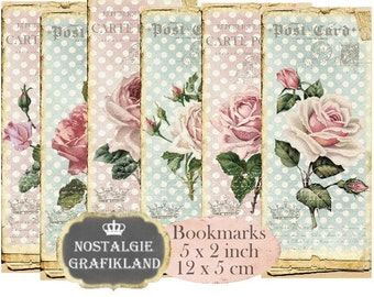DIGITAL Shabby Chic Bookmarks Digital Collage Sheet Download - Etsy