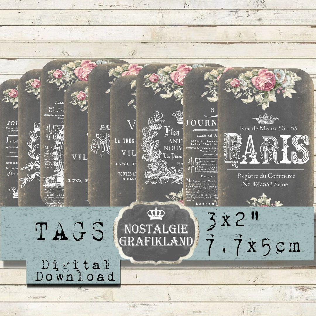 Chalkboard Paris French Tags Journaling Eiffel Tower Shabby Chic ...