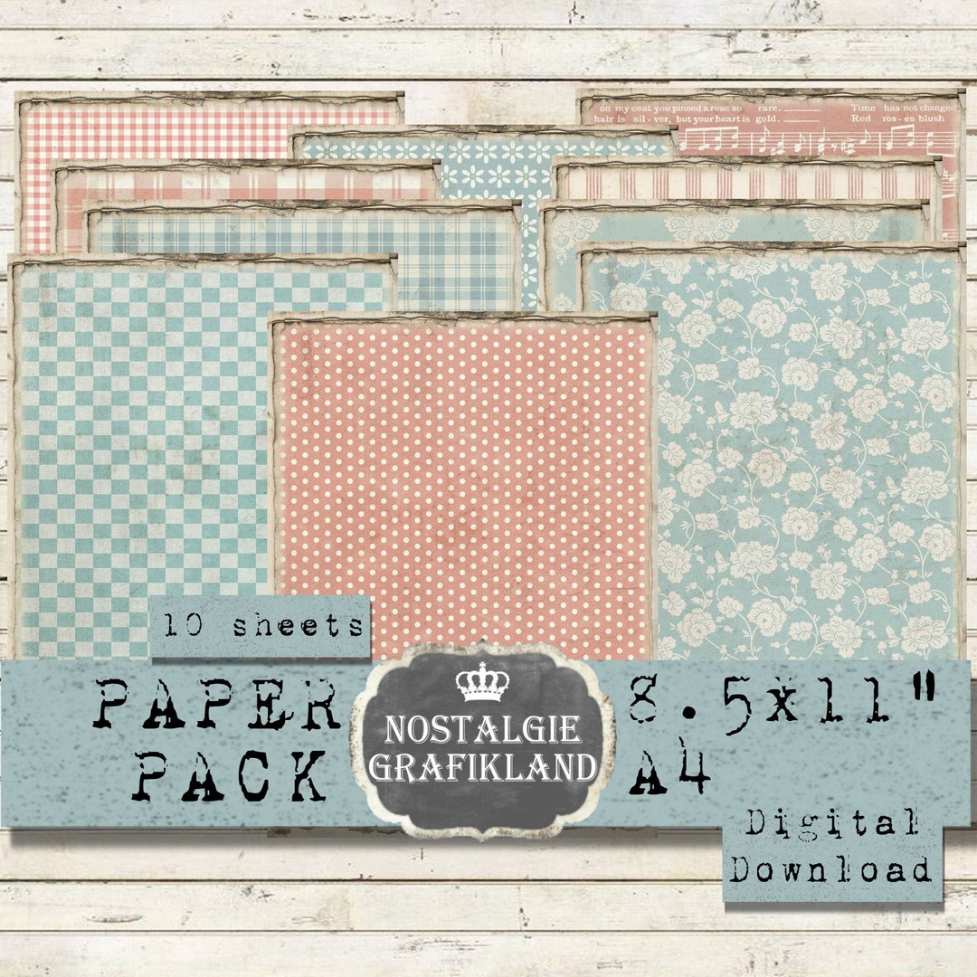 PASTEL Background Paper Pack Blue Pink Vintage Printable Junk ...
