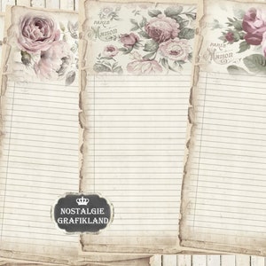 Writing Paper Vintage Roses Printable Shabby Chic Journals Handwriting ...