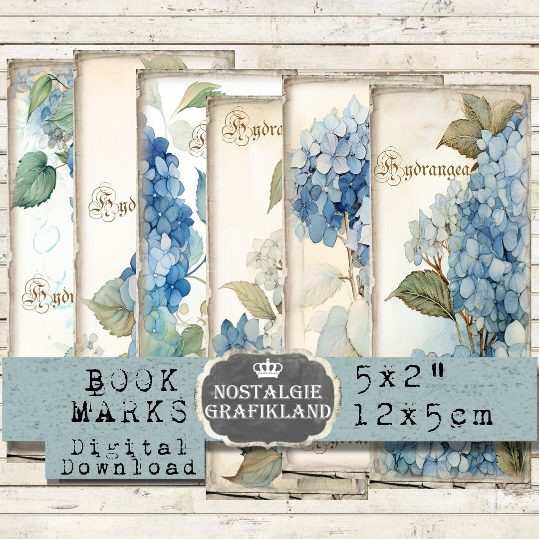 Hydrangea Bookmarks Hortensia Journaling Flowers Instant Download ...