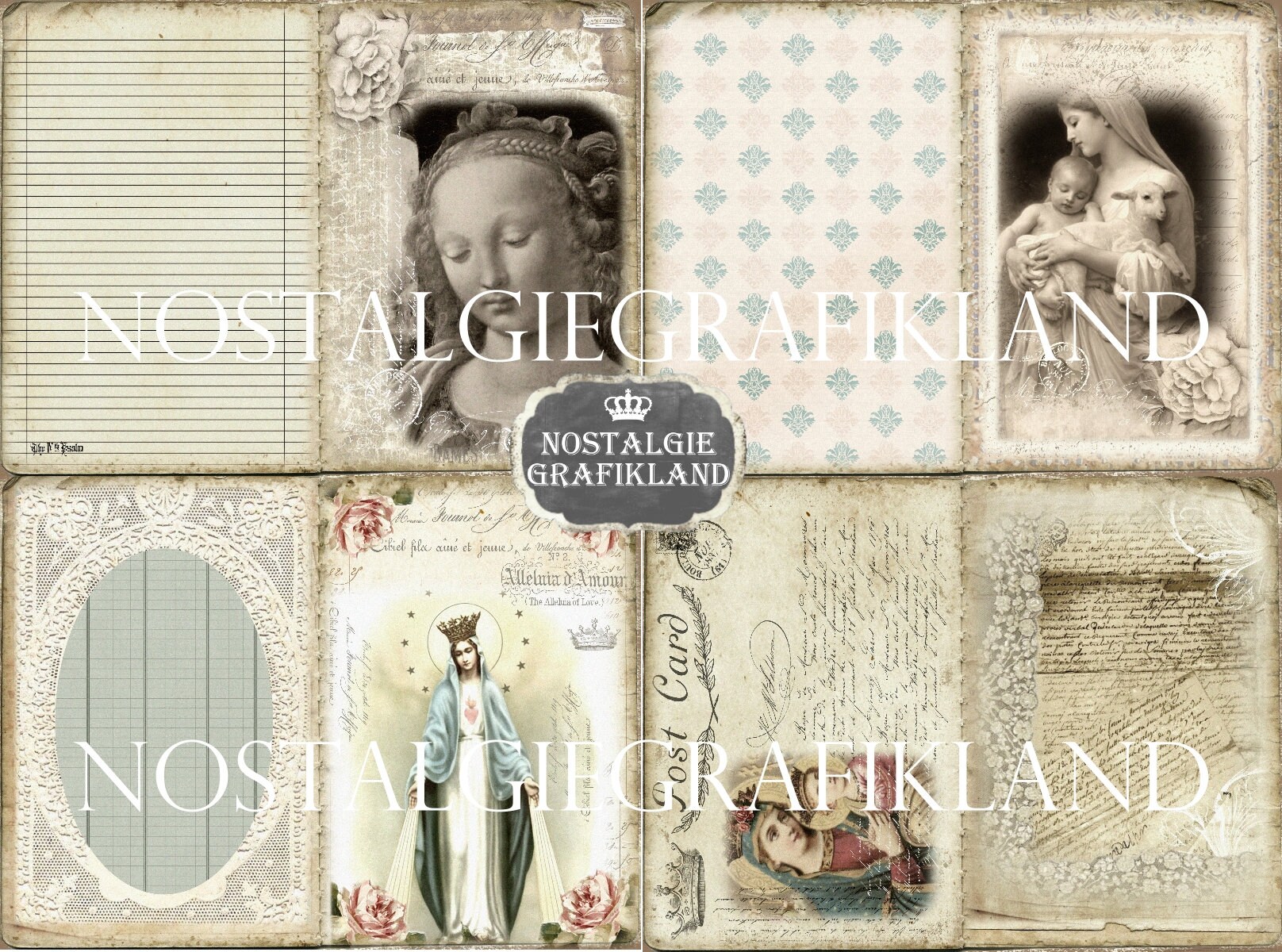 MADONNA Journal Pages Printable Virgin Mary Digital Holycards Prints ...
