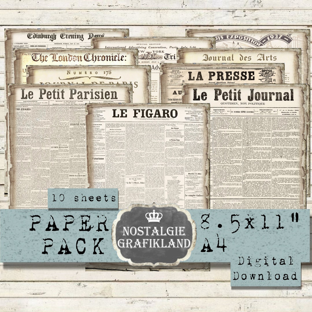 NEWSPAPER Paper Pack Ephemera Papers Set Printable Papers Vintage ...