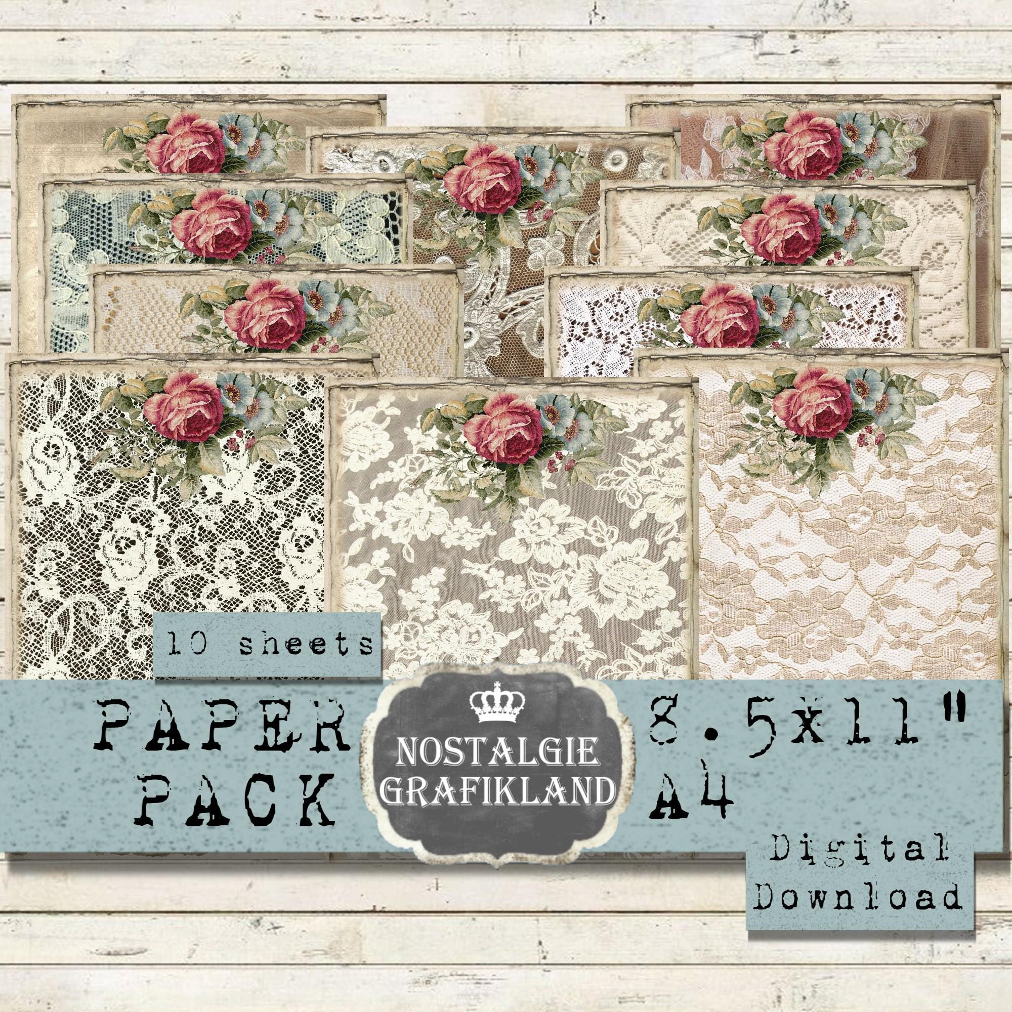 LACE Background Printable Sewing Paper Pack Digital Vintage Wedding Sew ...