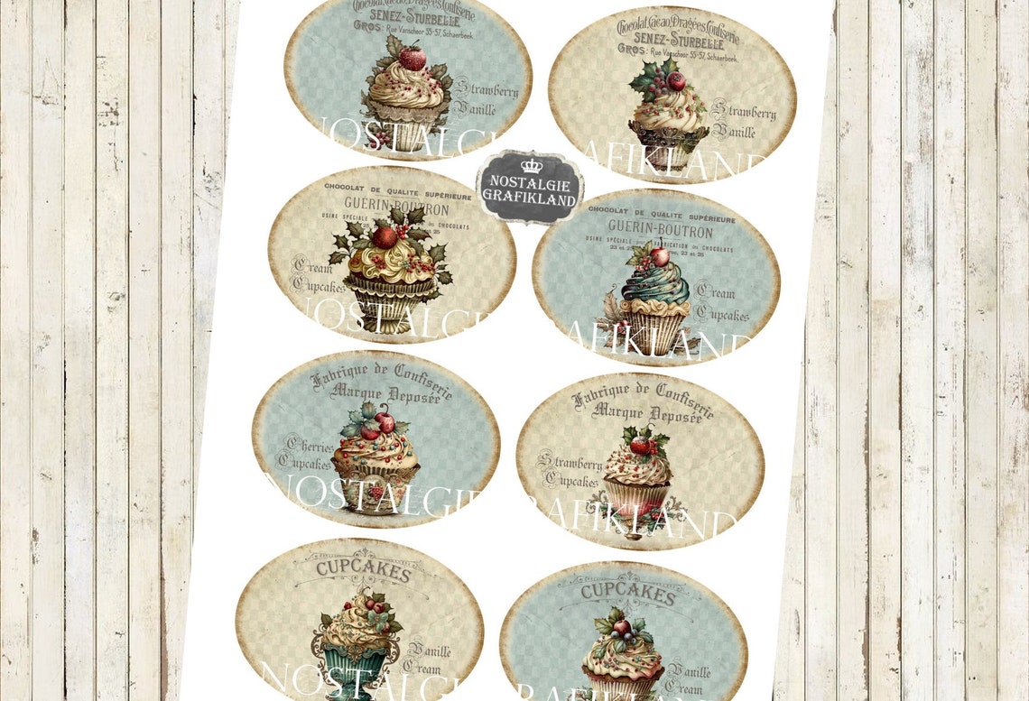 Bakery Labels Cupcakes Patisserie Cakes Chocolate Oval 3.5x2.5 Inch ...