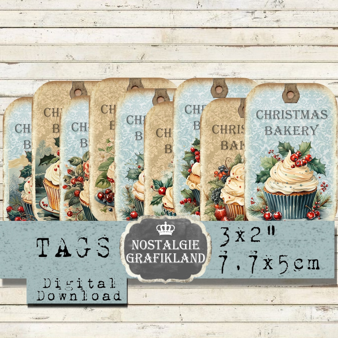 Christmas Bakery Tags Digital Printable Hot Chocolate Cupcakes Cake ...