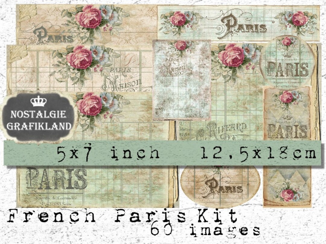 Kit FRENCH PARIS Journal Printable Crafting Journaling Set Craft Junk ...