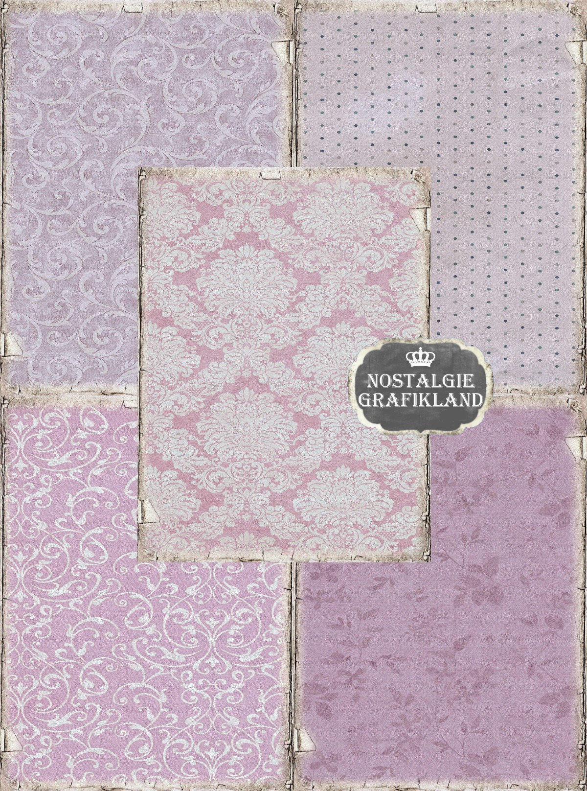 LAVENDER Digital Paper Pack Background Papers Printable Damask Dots ...