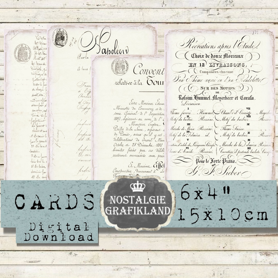 French Printable Paper Ephemera Journals Shabby Chic Documents Letter ...