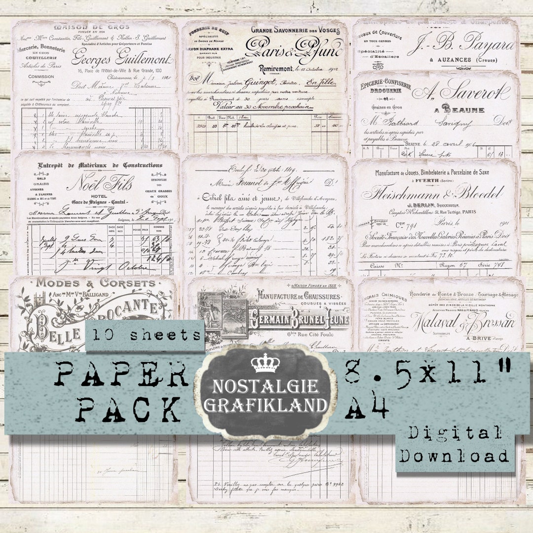 DOCUMENTS Shabby Chic Vintage Journal Printable Journaling Invoices ...