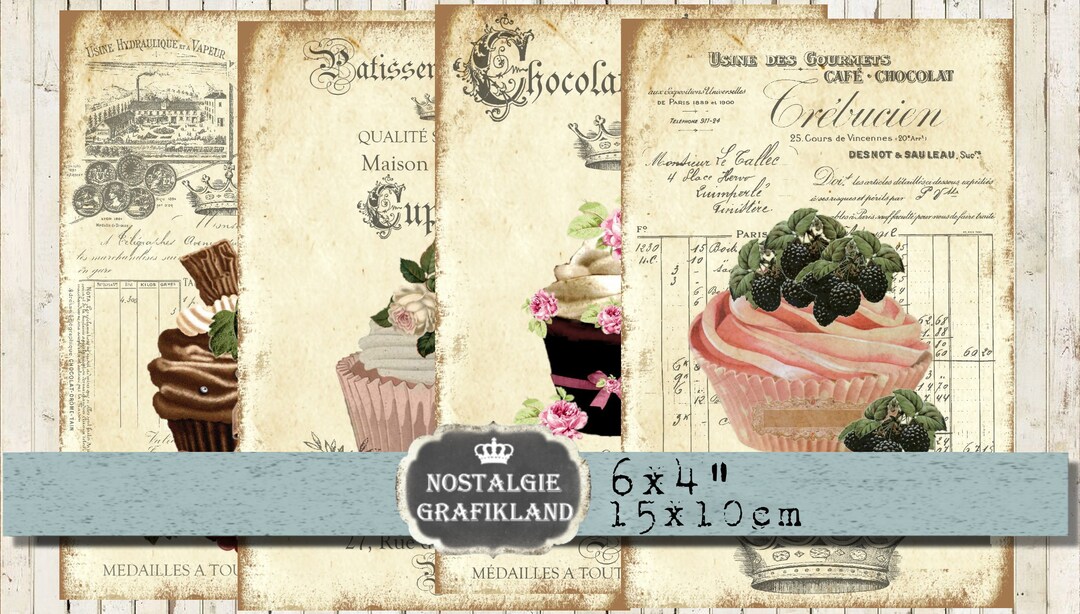 Printable Cupcakes French Cakes Patisserie Bakery Cupcake Digital ...