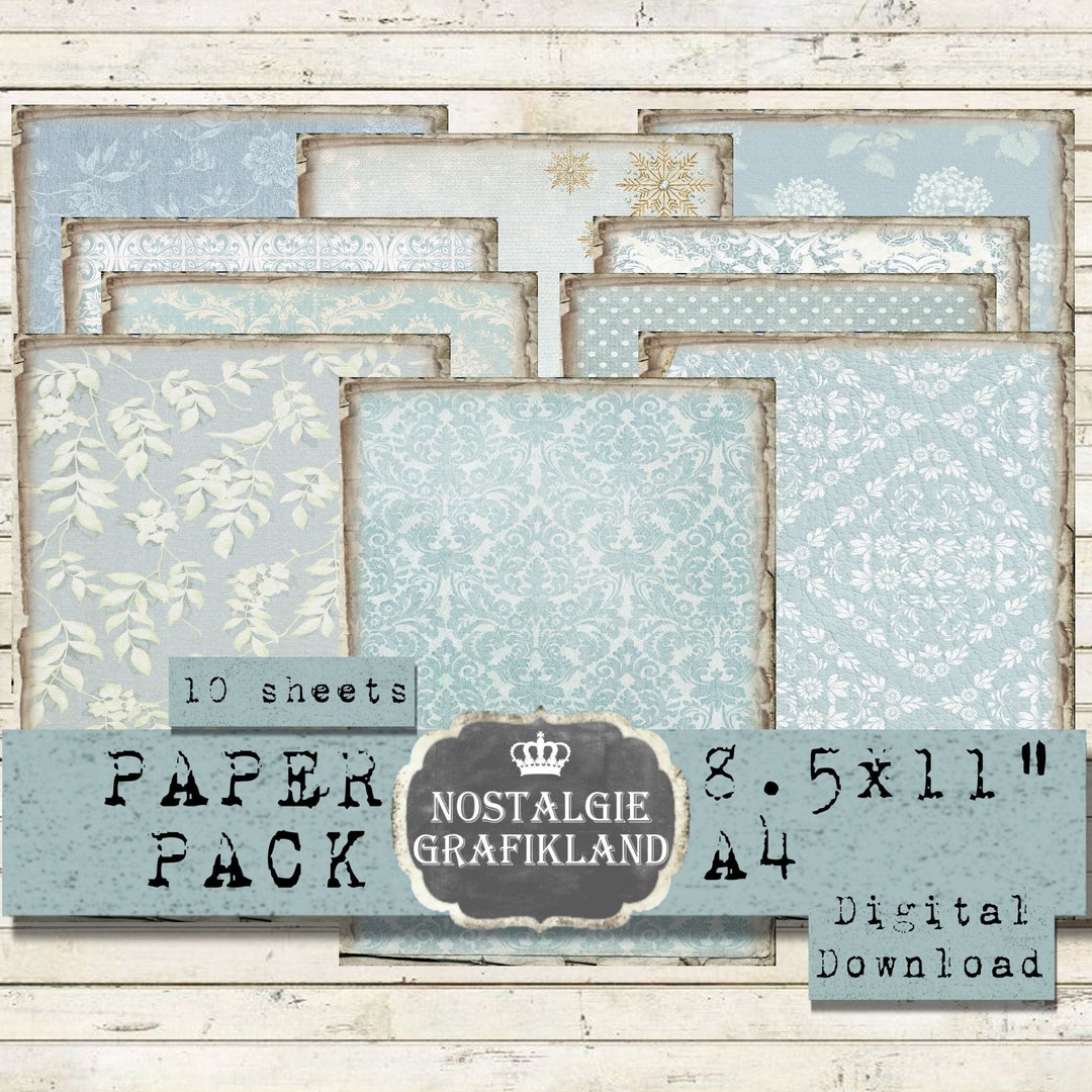 WINTER Digital Paper Pack Printable Snowflakes Printable Blue Shabby ...
