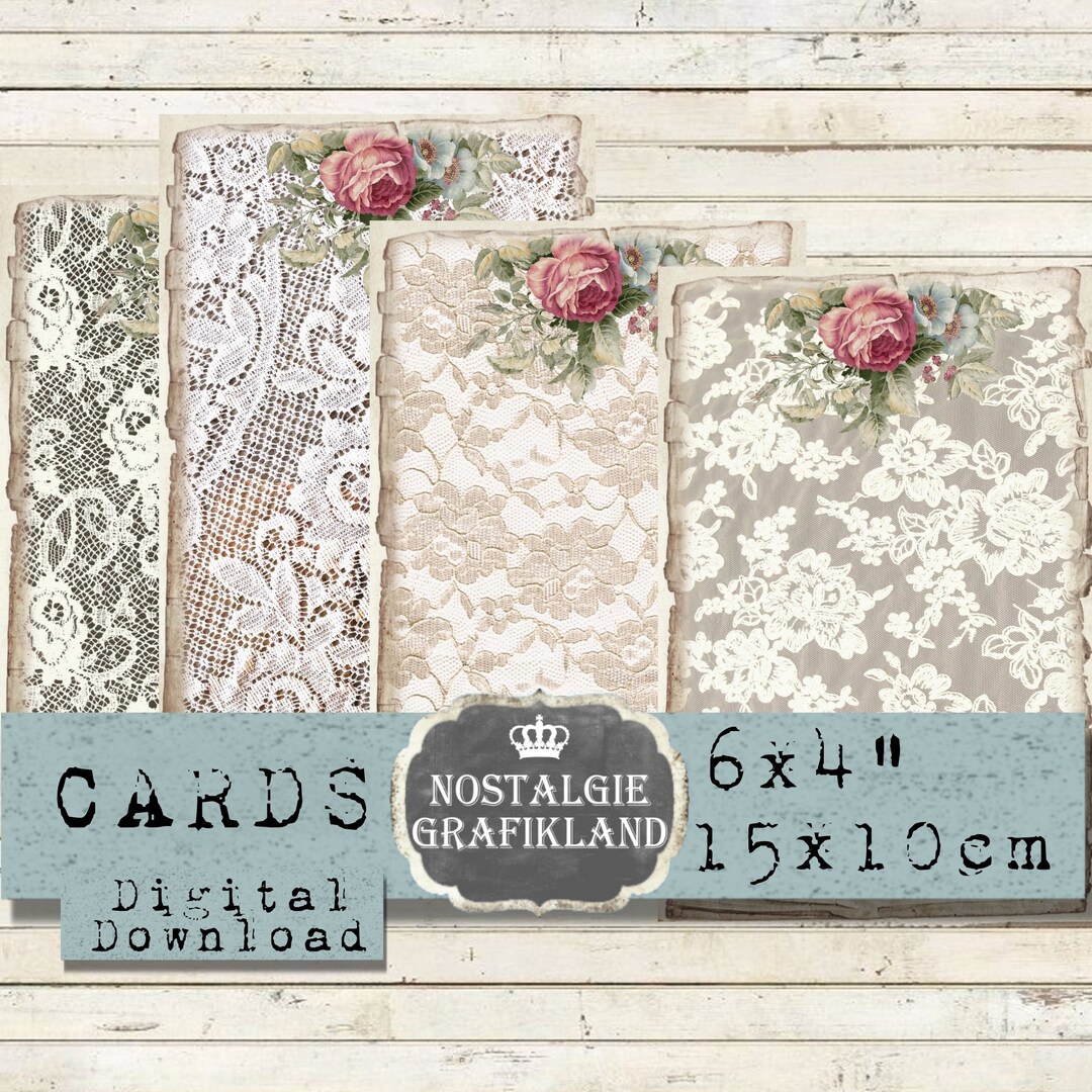 Printable Lace Background Cards Journaling Journal Embellishments 6x4 ...