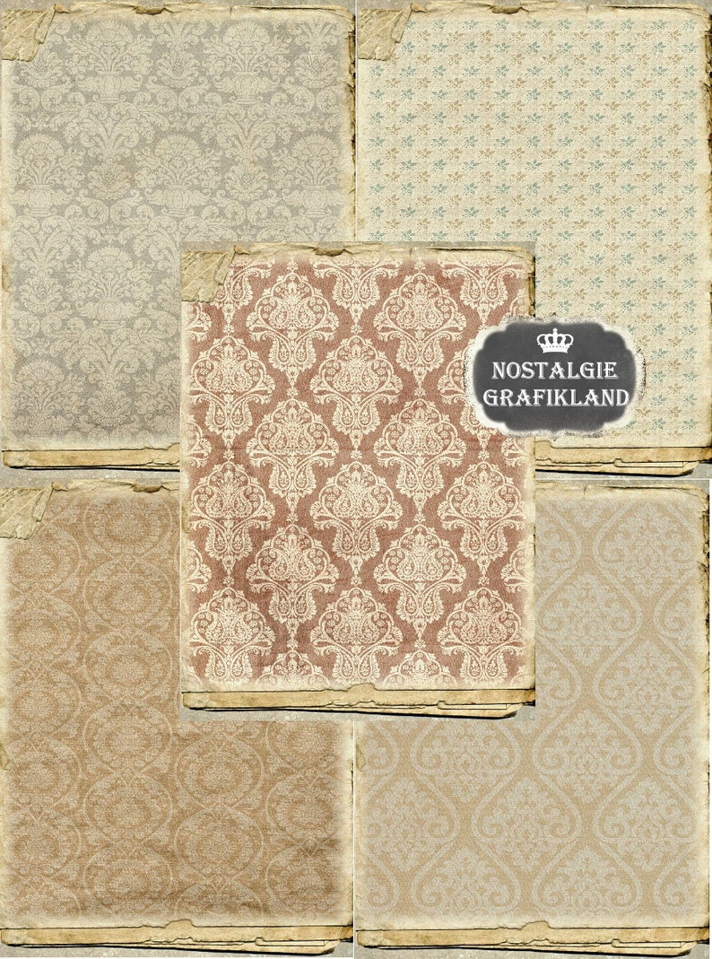 ANTIQUE Background Printable Papers Digital Paper Pack Vintage Tattered ...