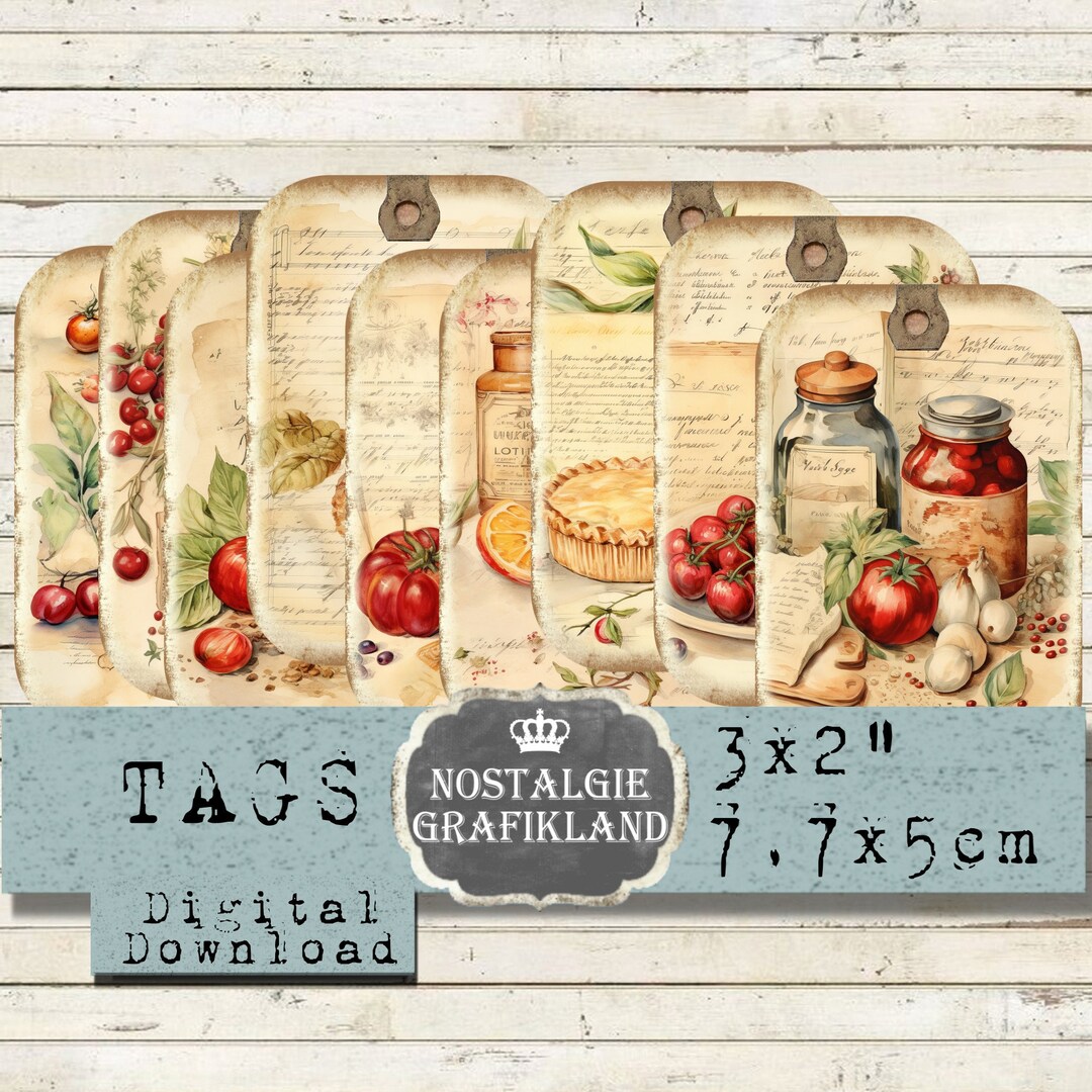 Cooking Food Tags Printable Kitchen Journaling Embellishments Download ...